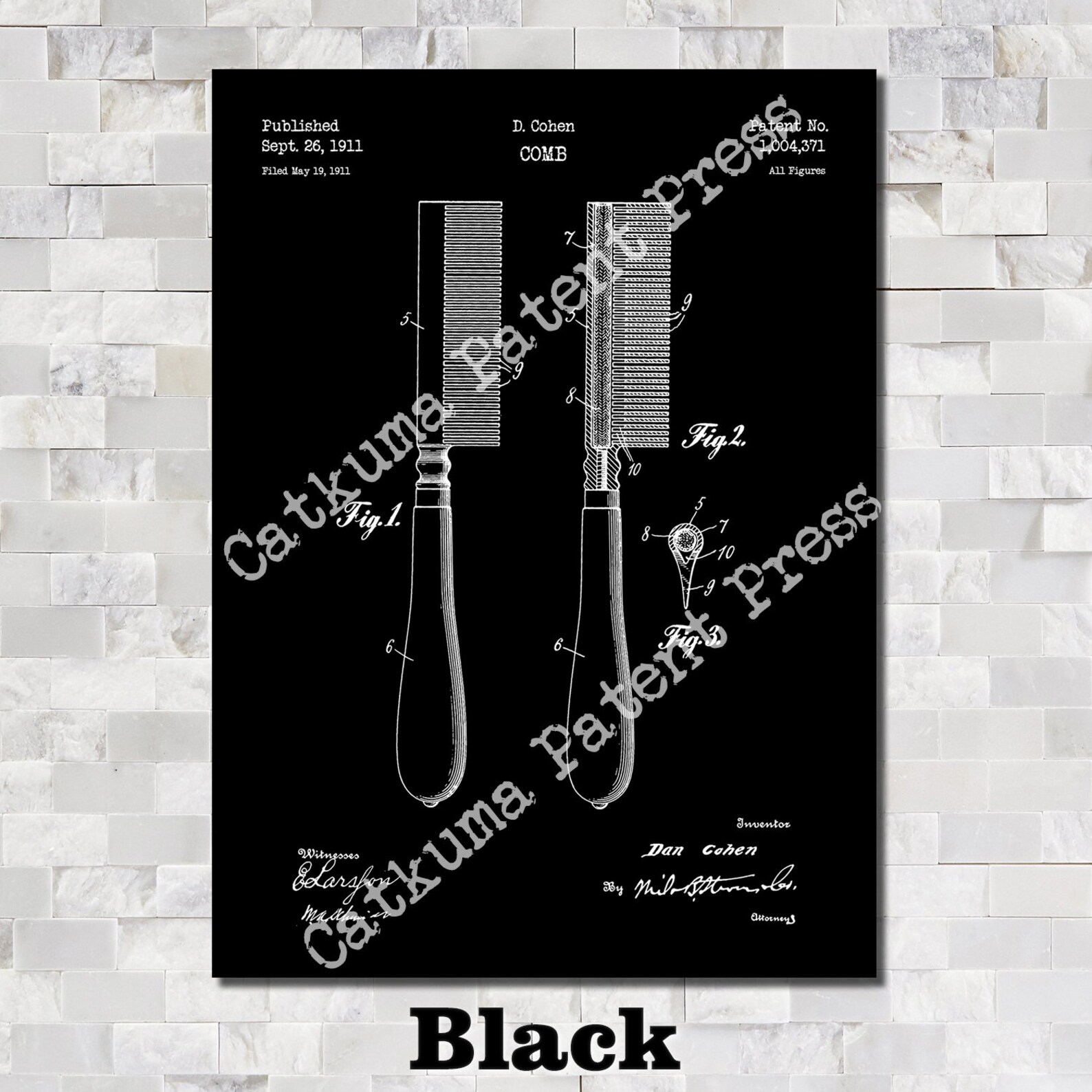 Comb Patent Print Art 1911 | Etsy