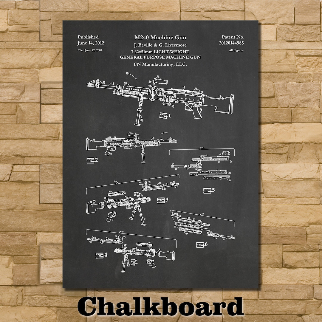 M240 Machine Gun Patent Print Art 2012 - Etsy