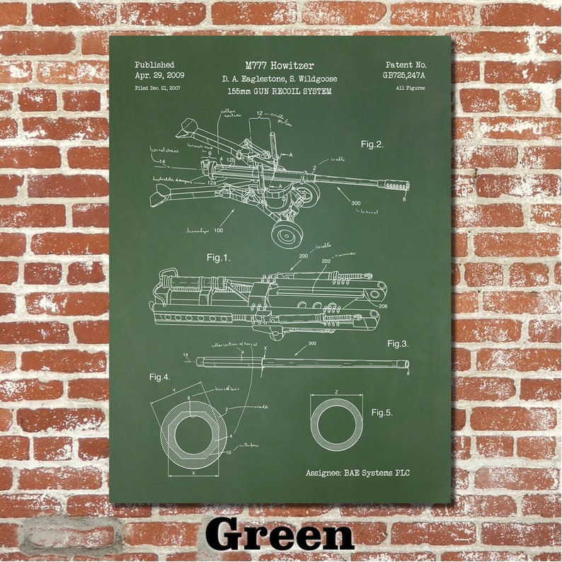 155mm M777 Howitzer Patent Print Art 2009 | Etsy