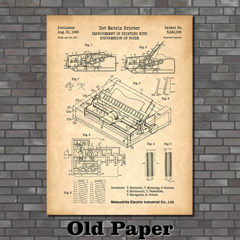 Dot Matrix Printer Patent Print Art 1993 - Etsy