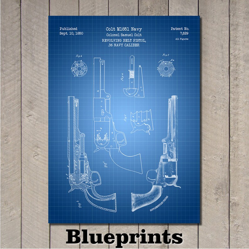 Patent Art for Colt M1851 Navy Revolver 1851 - Etsy