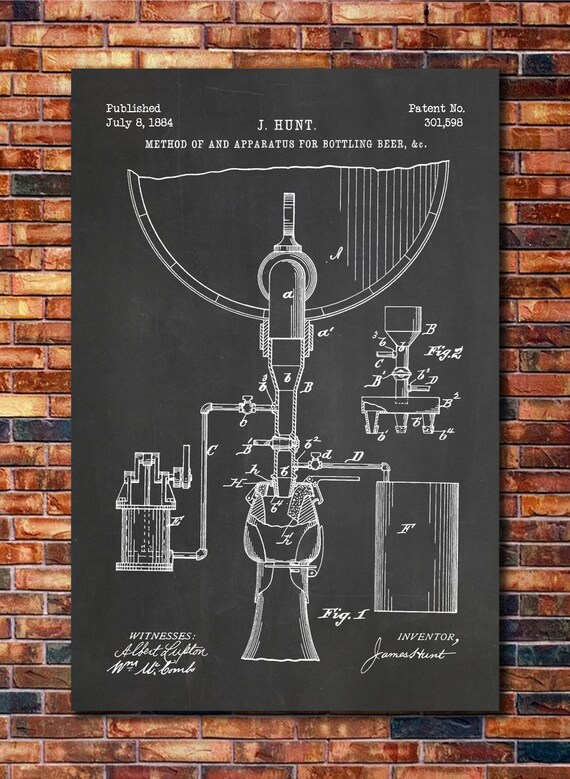 Beer Bottling Patent Print Art 1884 | Etsy