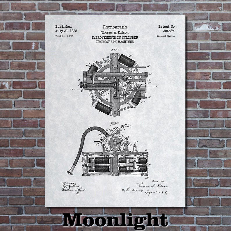 Edison Phonograph Patent Print Art 1888 - Etsy