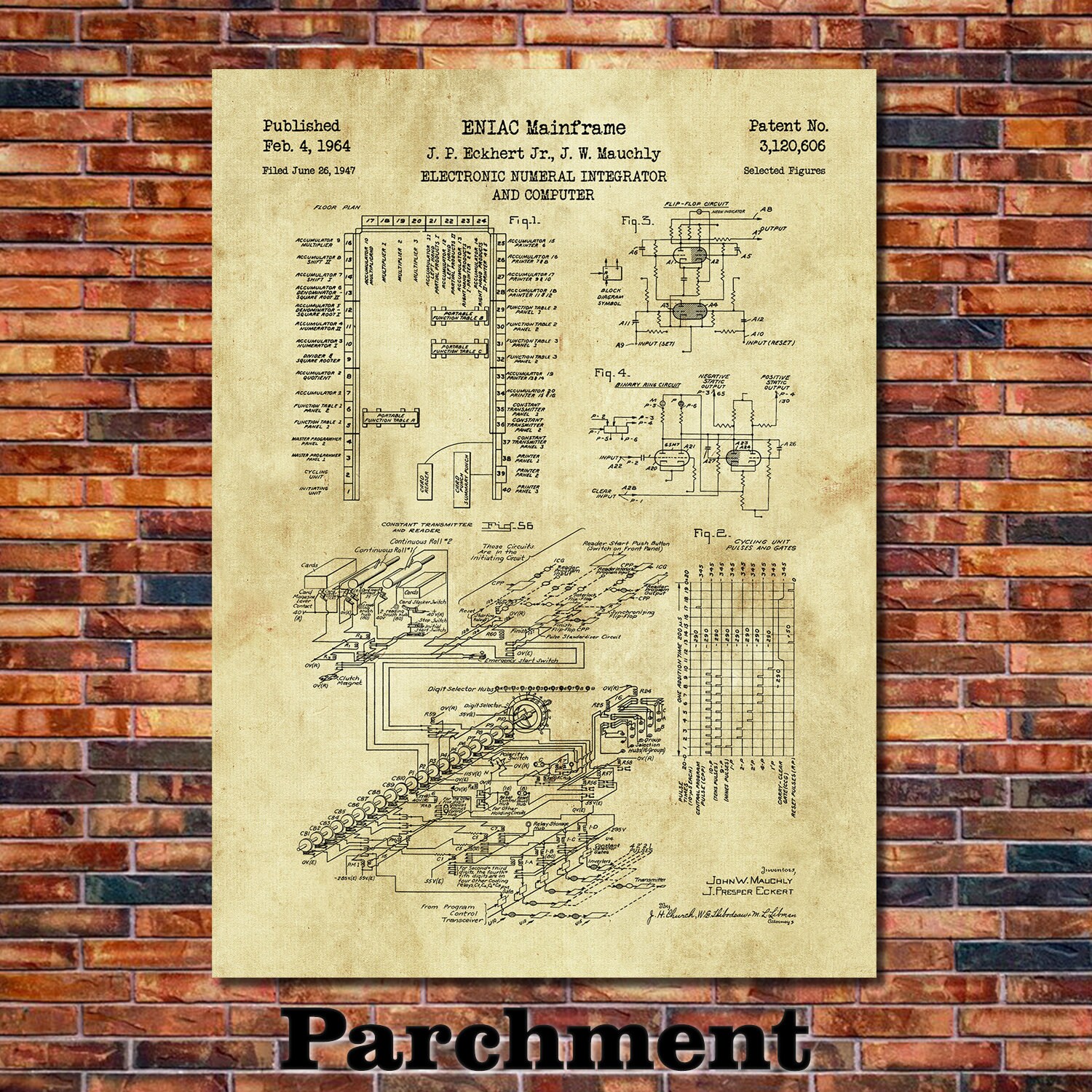 ENIAC First Programmable Computer Patent Print Art 1947 - Etsy