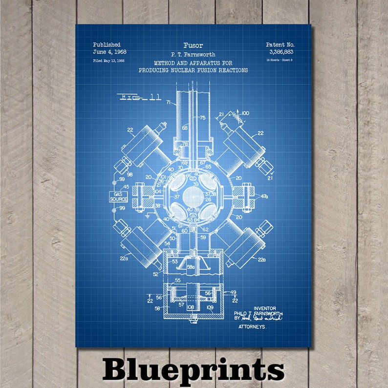 Farnsworth Fusion Reactor Patent Print Art 1968 - Etsy