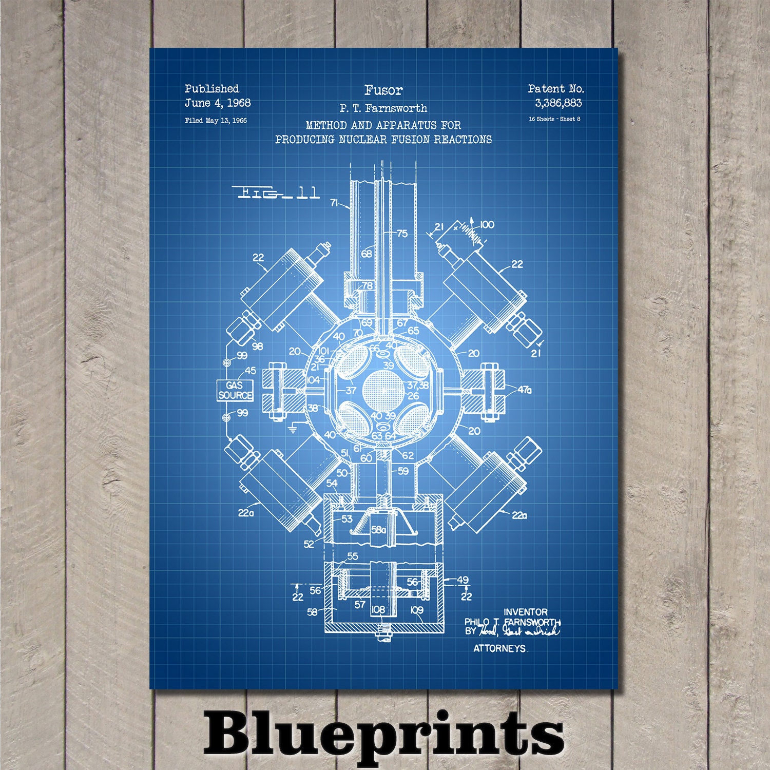 Farnsworth Fusion Reactor Patent Print Art 1968 - Etsy