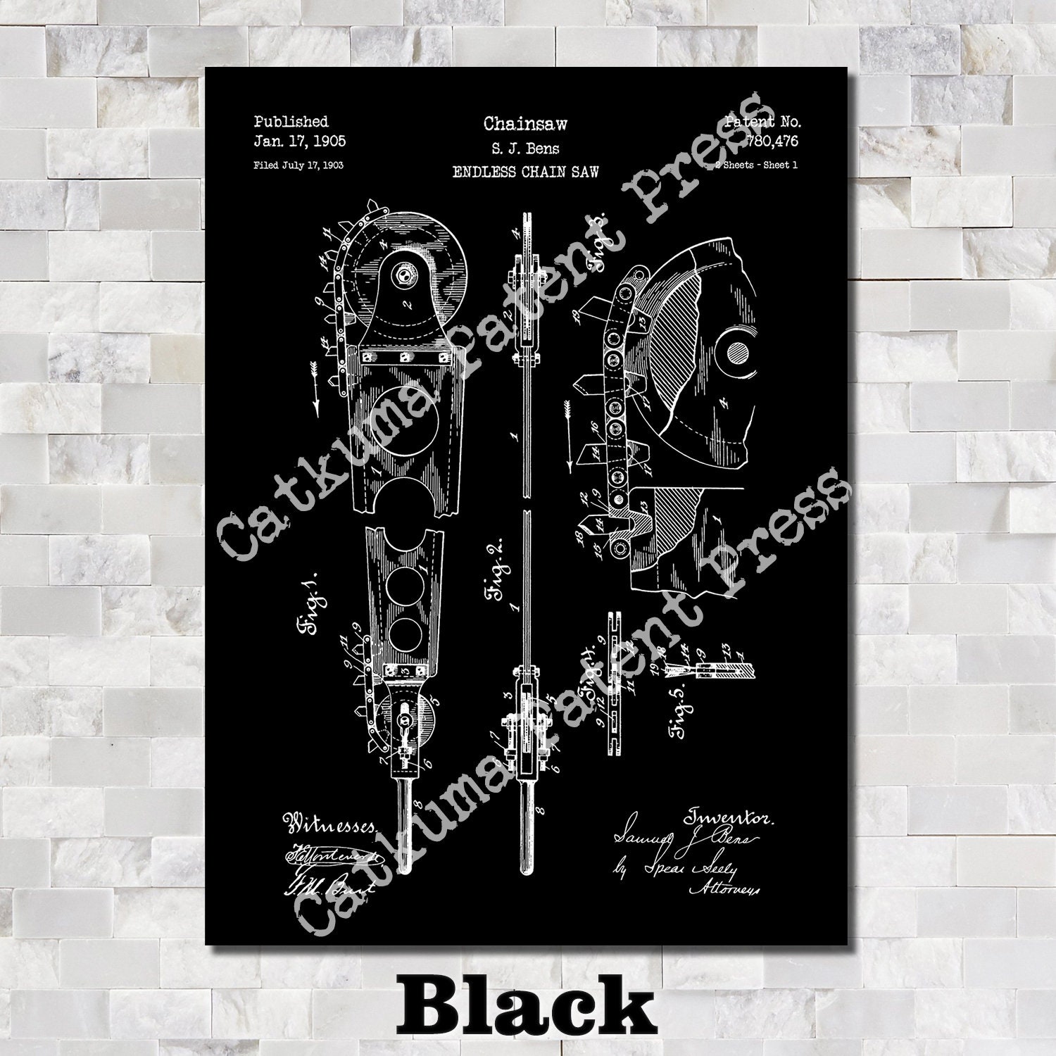 Chainsaw Patent Print Art 1905 | Etsy