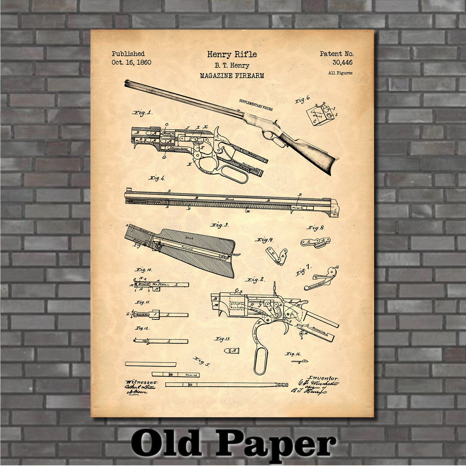 Art Print Depicting Henry Rifle Patent 1860 - Etsy