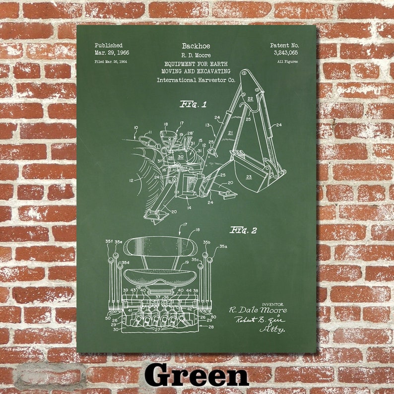 Backhoe Patent Print Art 1966 - Etsy