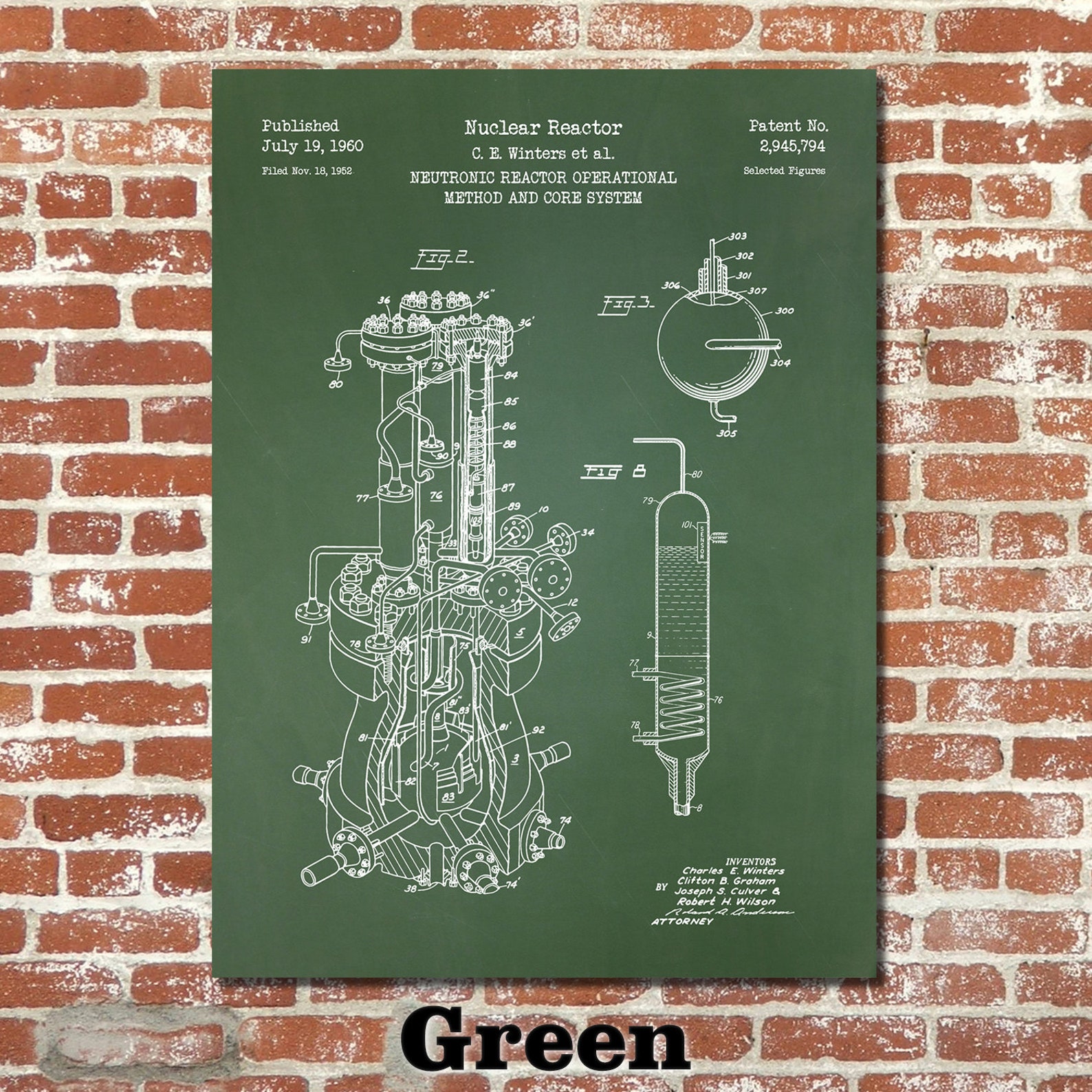 Nuclear Reactor Patent Print Art 1960 - Etsy