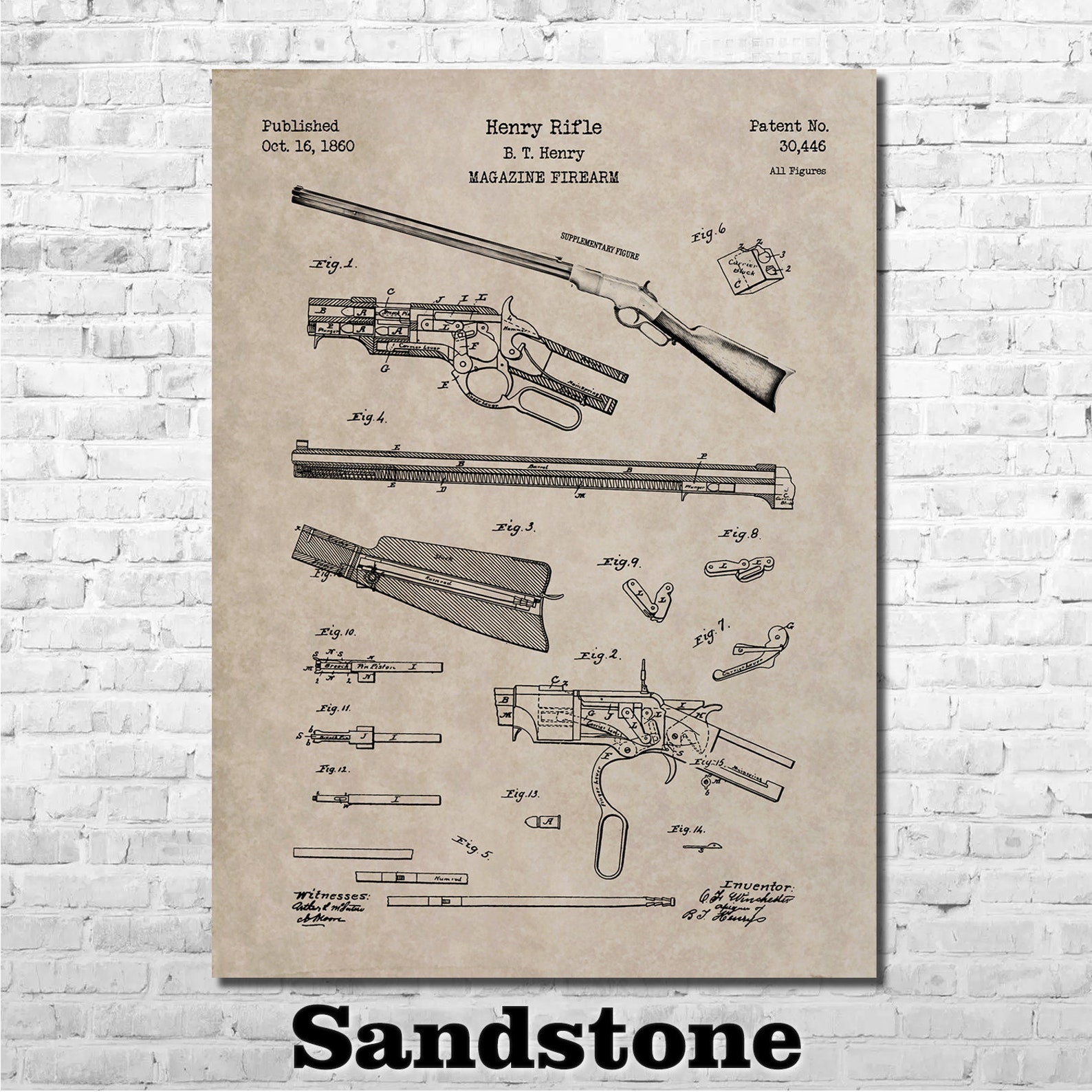 Art Print Depicting Henry Rifle Patent 1860 - Etsy