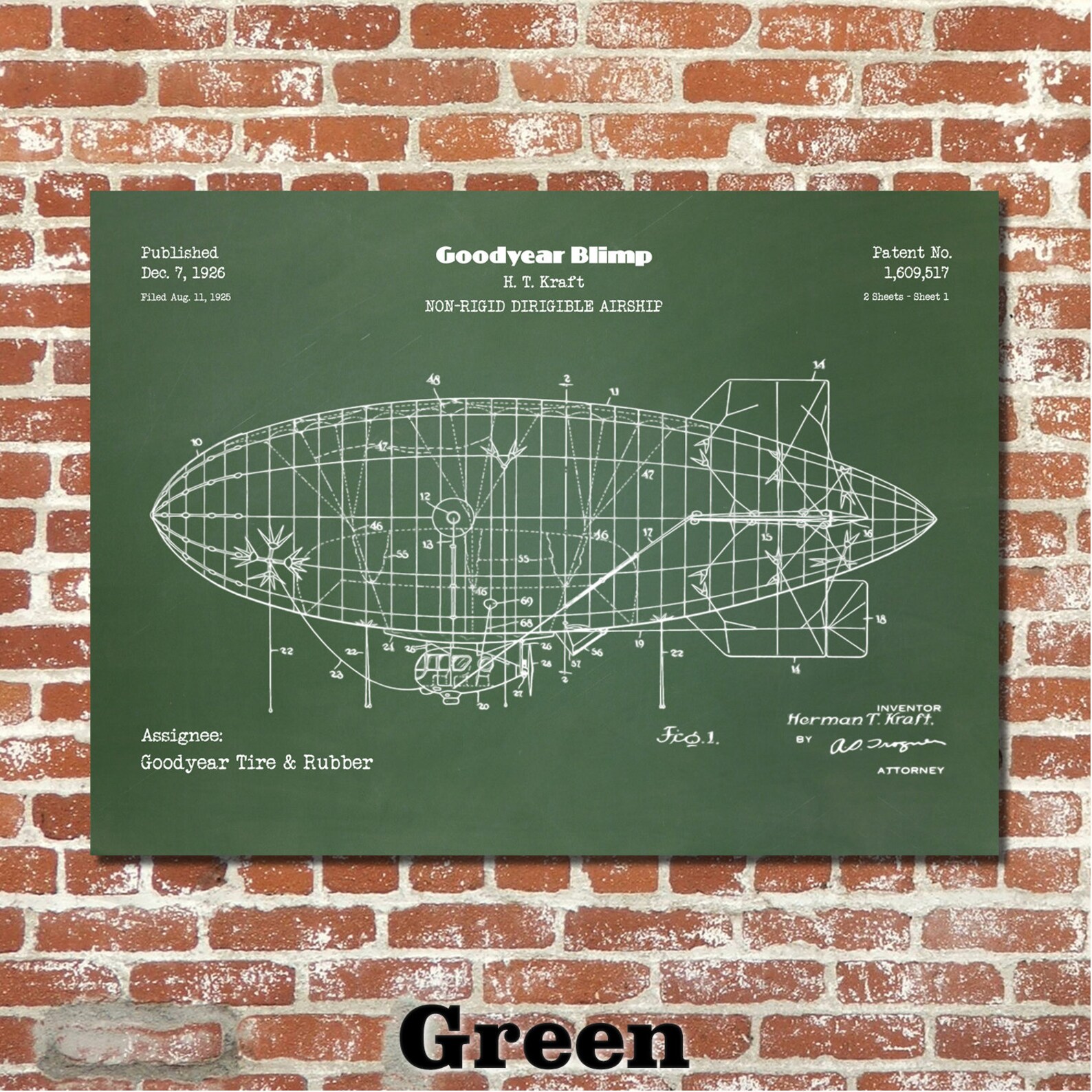 Patent Art Depicting Goodyear Blimp 1926 - Etsy