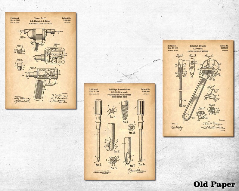 Tools Patent Print Art Set of 3 - Etsy