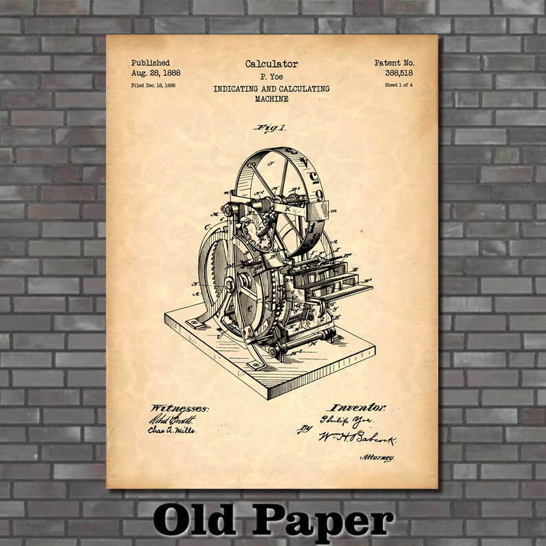 Clockwork Calculator Patent Print Art 1888 - Etsy