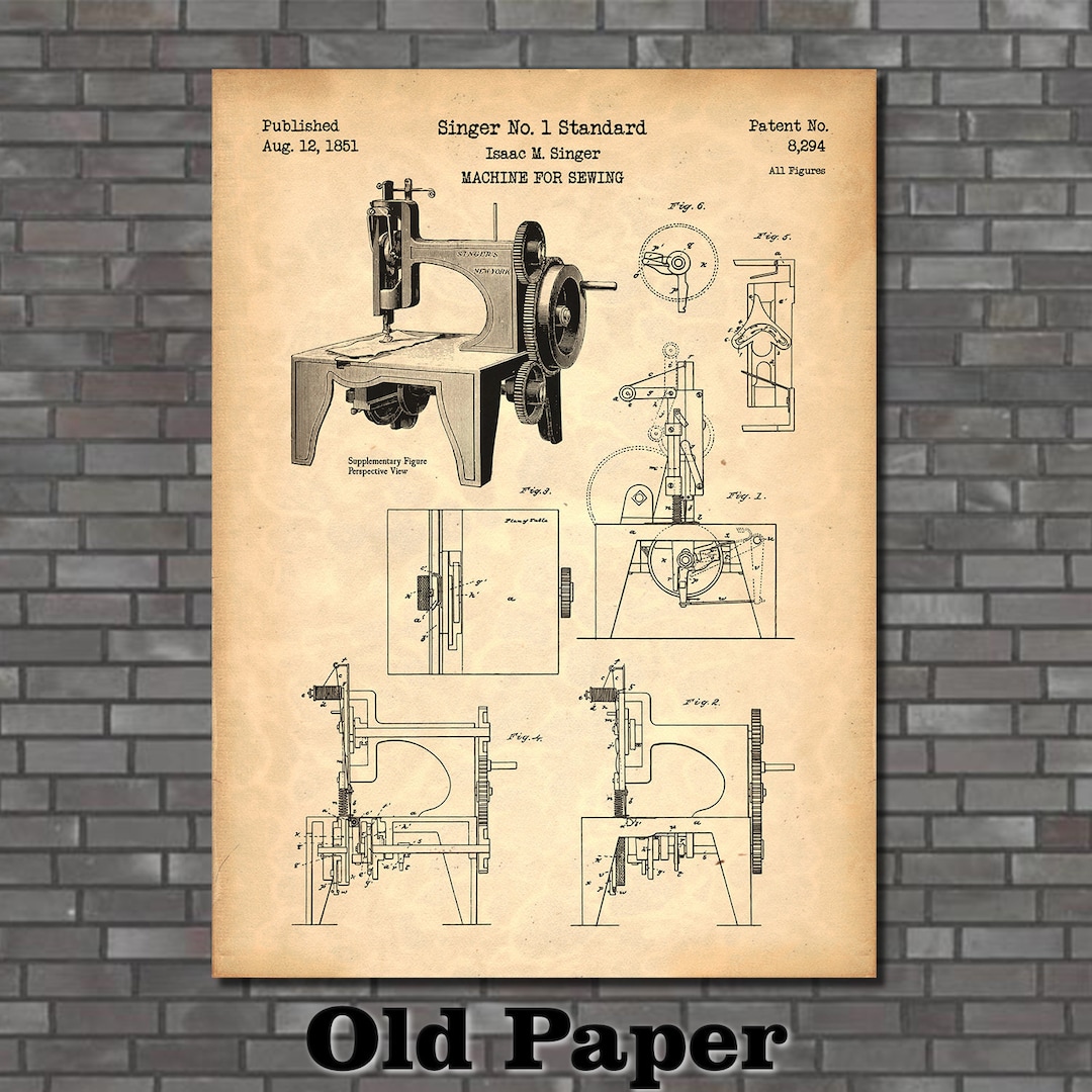 Patent Art for Original Singer Sewing Machine 1851 - Etsy