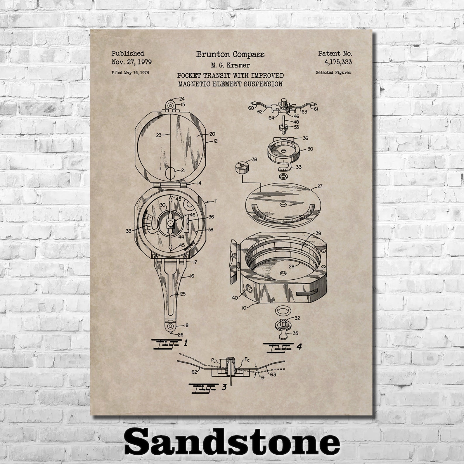 Compass Patent Print Art 1979 - Etsy