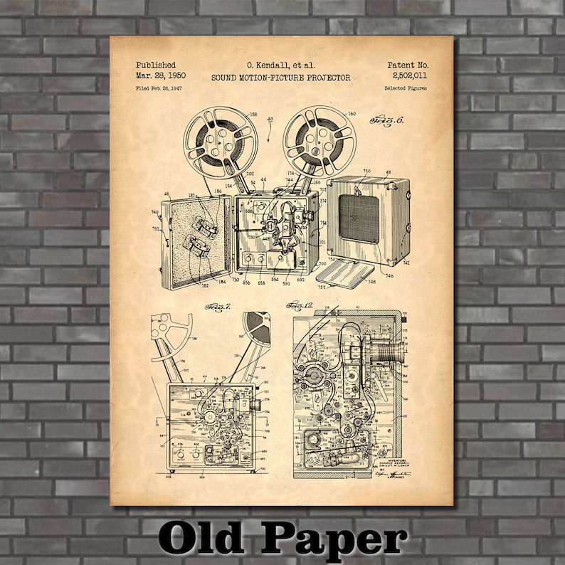 Movie Projector Patent Print Art 1950 | Etsy
