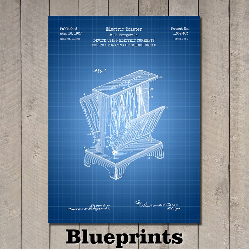 Toaster Patent Print Art 1927 | Etsy
