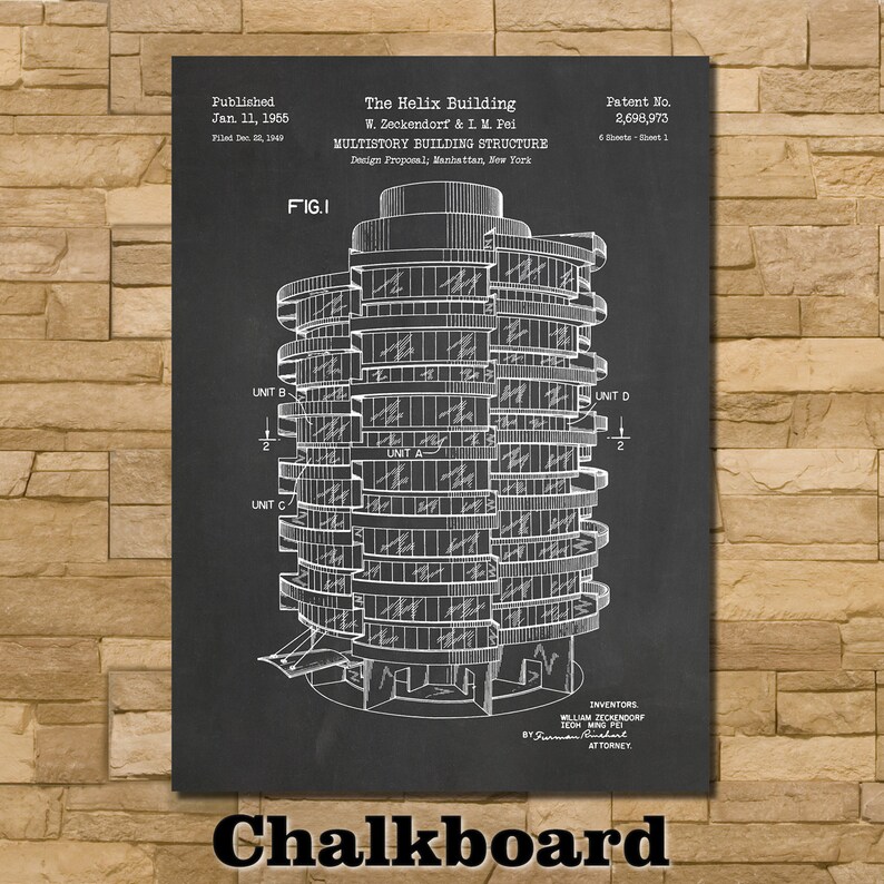 Helix Building High-rise Architecture From IM Pei Patent Print Art 1955 ...