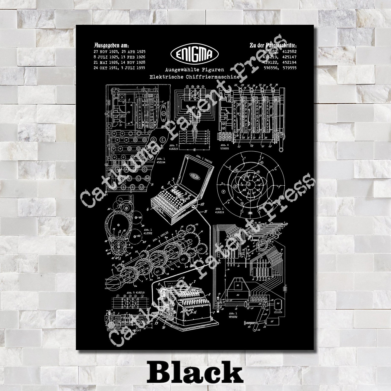 Enigma Cipher Machine Patent Print Art 1933 | Etsy