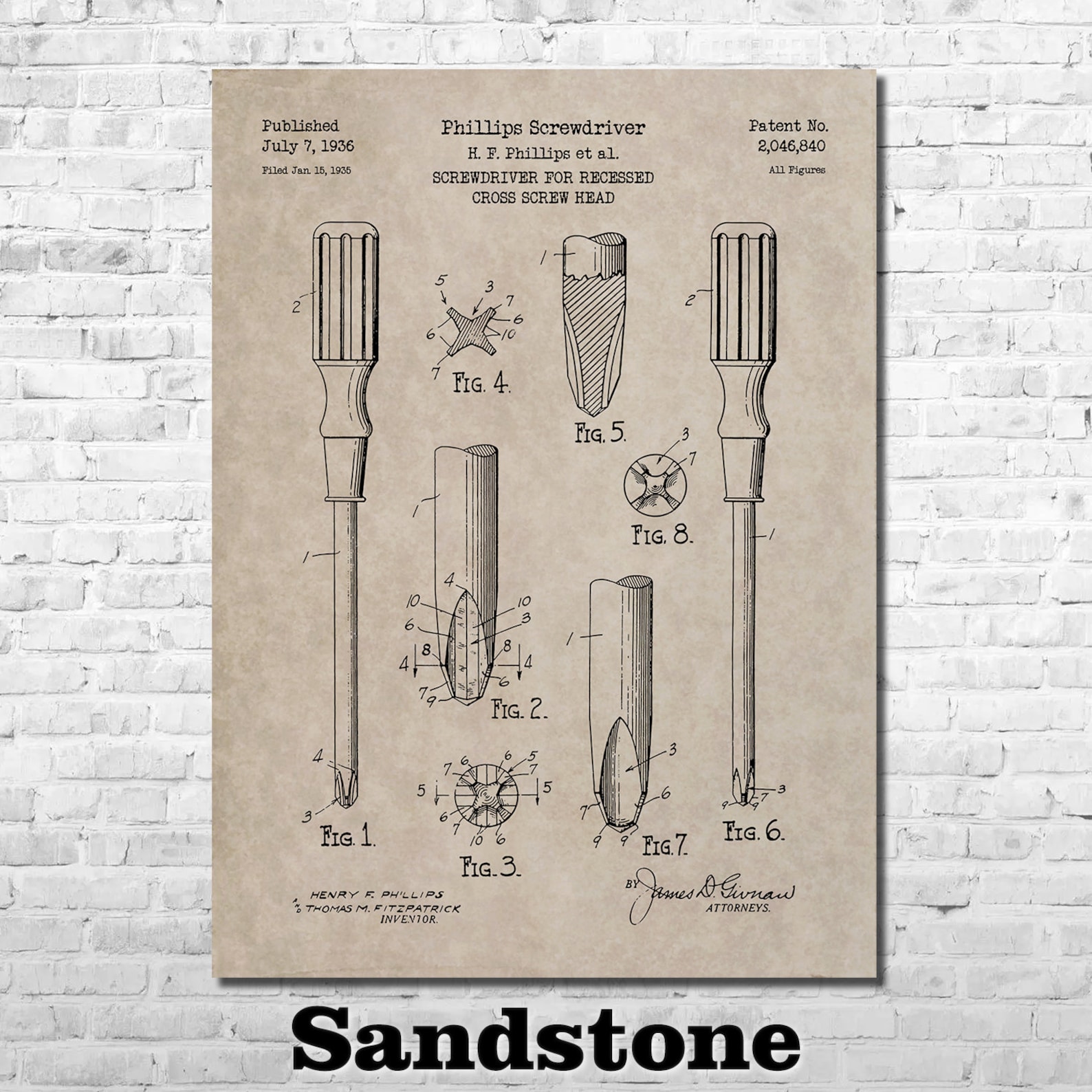 Phillips Screwdriver Patent Print Art 1936 - Etsy