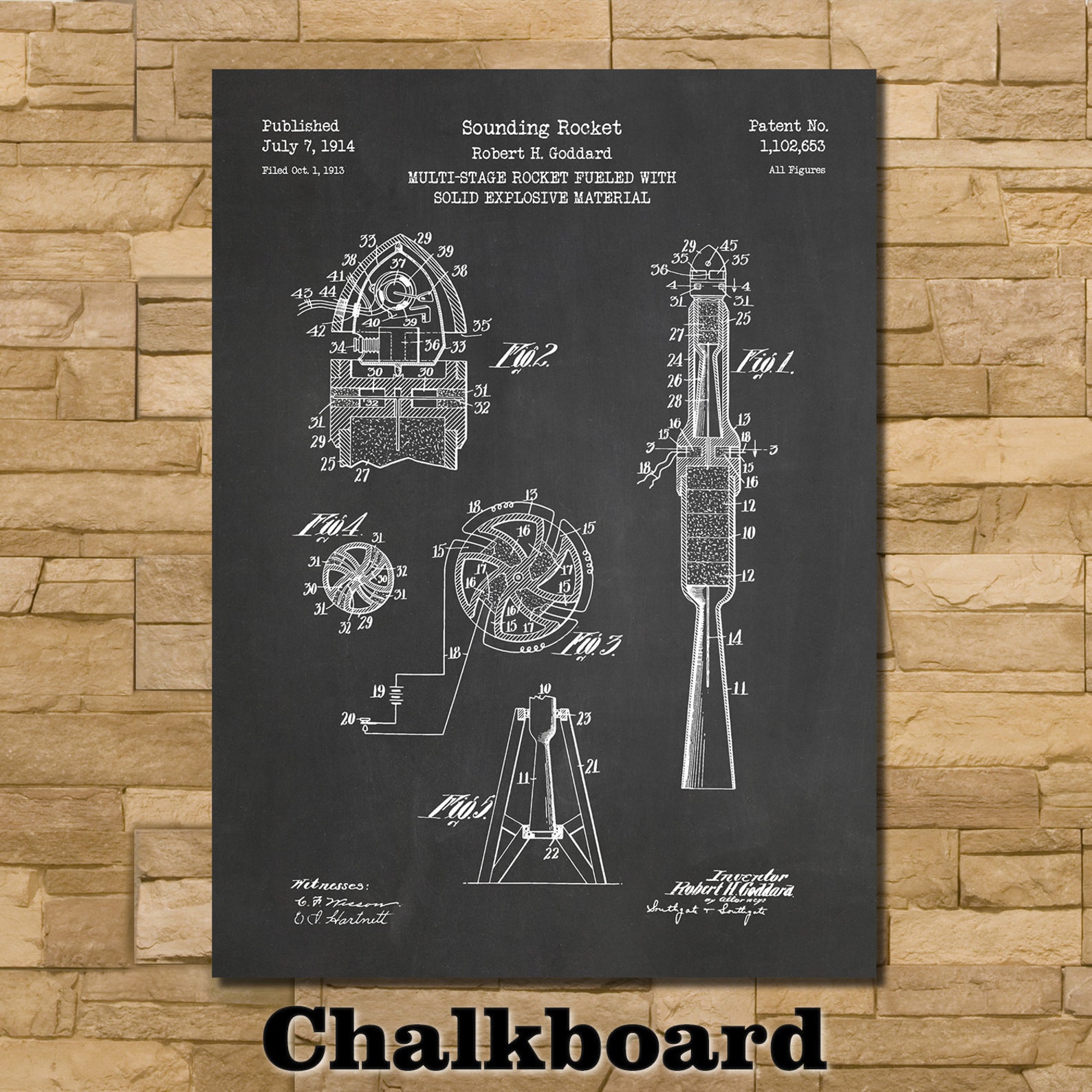 Goddard Rocket Patent Print Art 1914 - Etsy