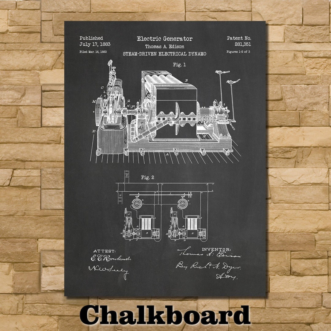 Edison Electrical Generator Patent Print Art 1889 - Etsy
