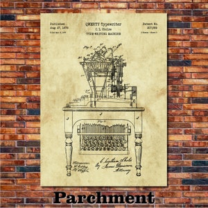 QWERTY Typewriter Patent Print Art 1878 - Etsy
