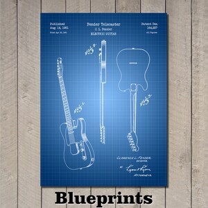 Patent Art Depicting Fender Telecaster Guitar 1951 - Etsy