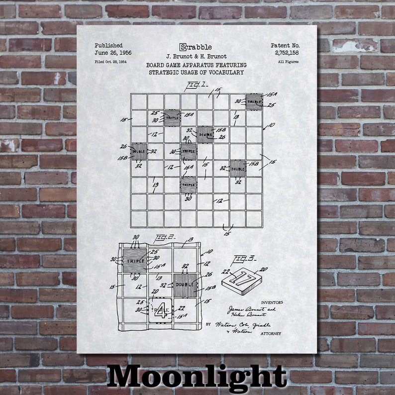 Patent Art Depicting Scrabble Board Game 1956 | Etsy