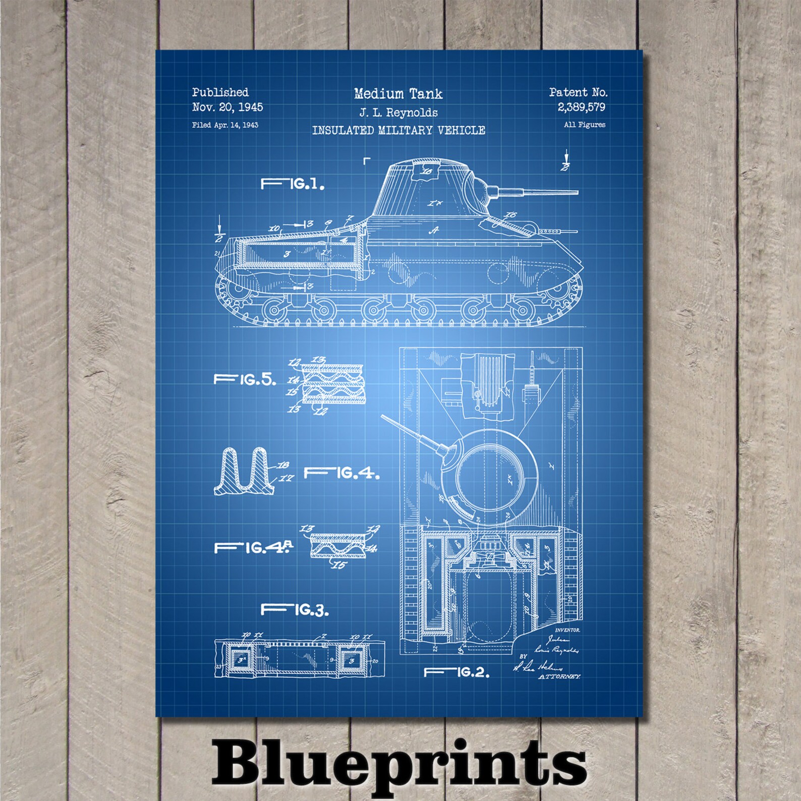 Military Tank Patent Print Art 1945 A - Etsy