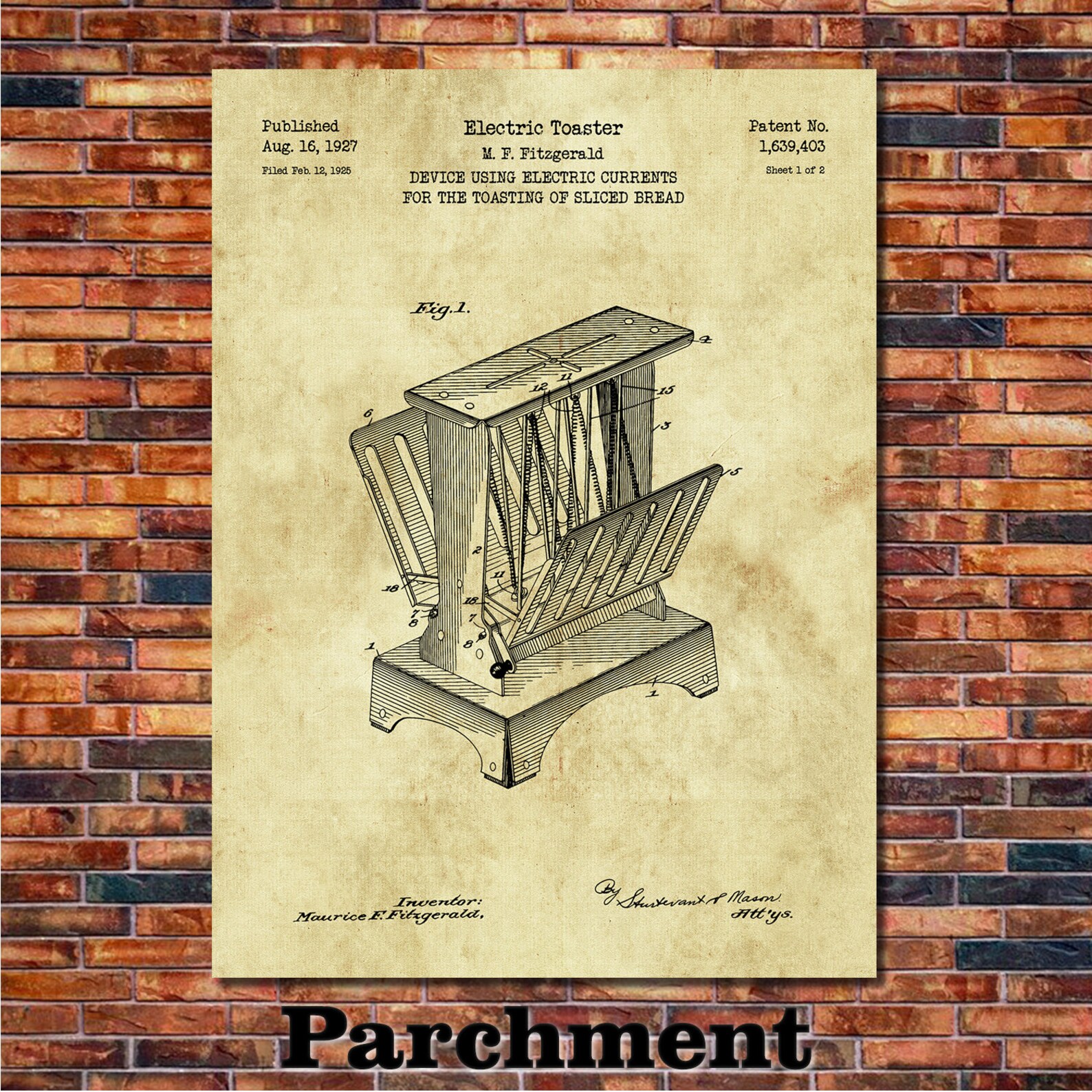 Toaster Patent Print Art 1927 - Etsy