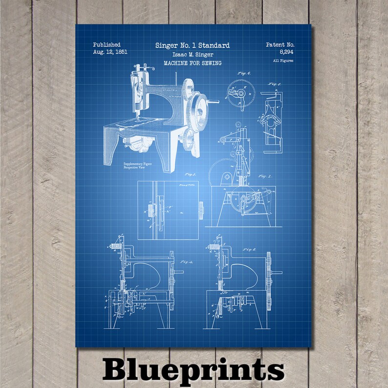 Original Singer Sewing Machine Patent Print Art 1851 | Etsy