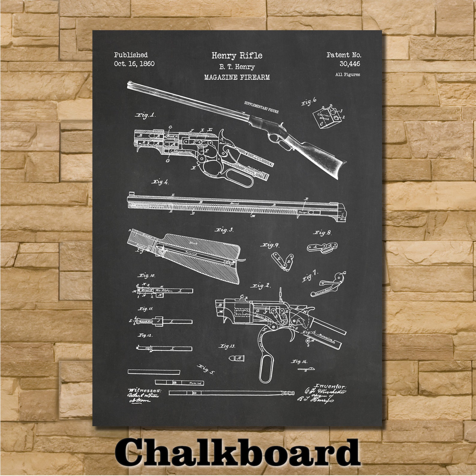 Art Print Depicting Henry Rifle Patent 1860 - Etsy