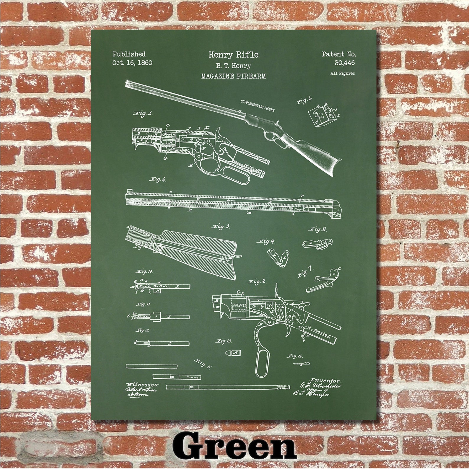 Art Print Depicting Henry Rifle Patent 1860 - Etsy