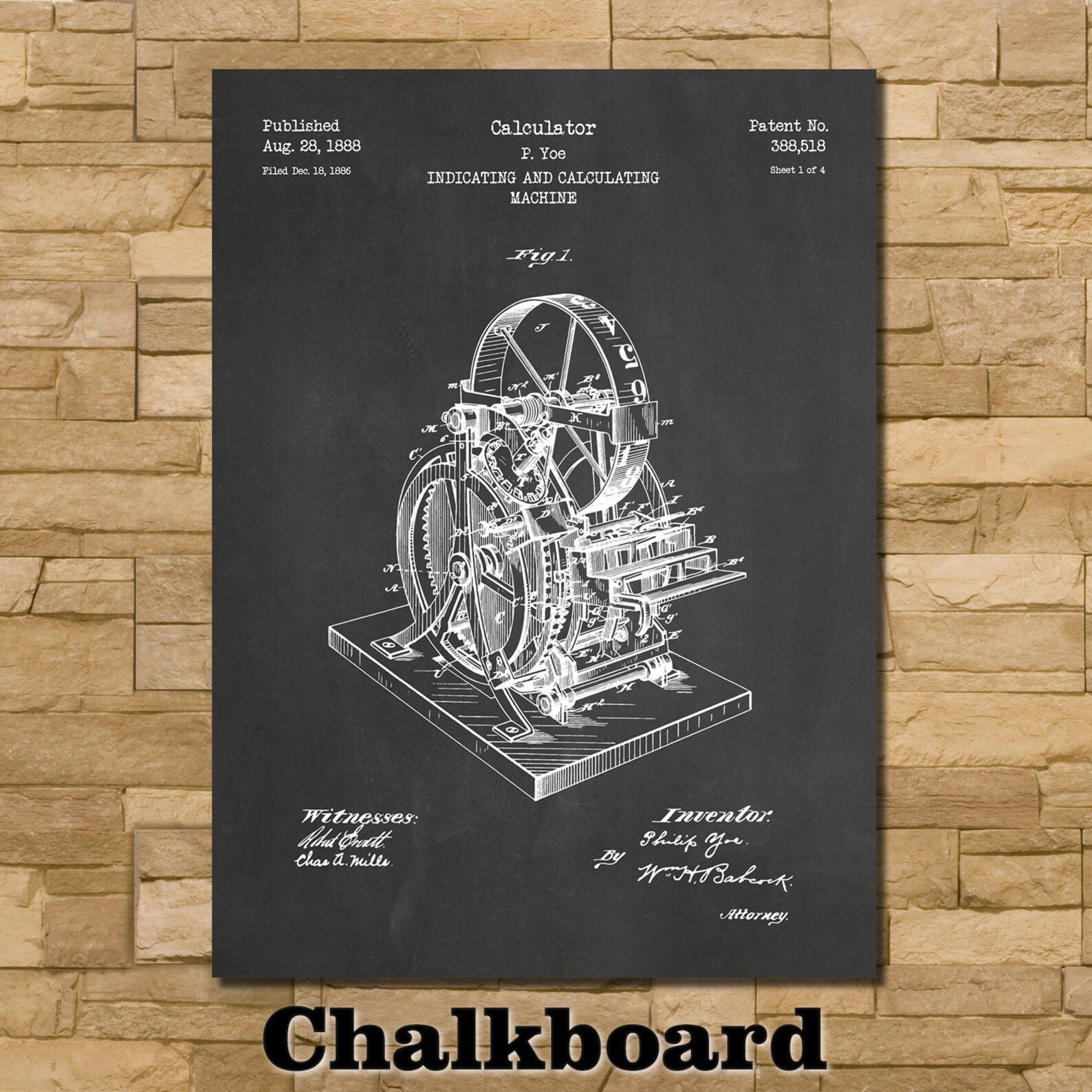 Clockwork Calculator Patent Print Art 1888 - Etsy