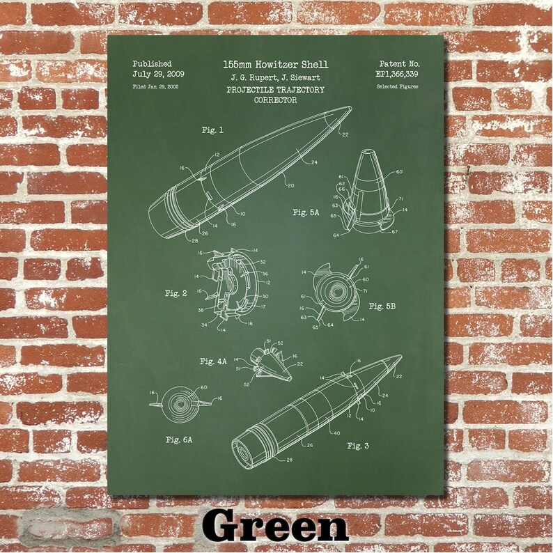155mm Howitzer Shell Patent Print Art 2009 - Etsy
