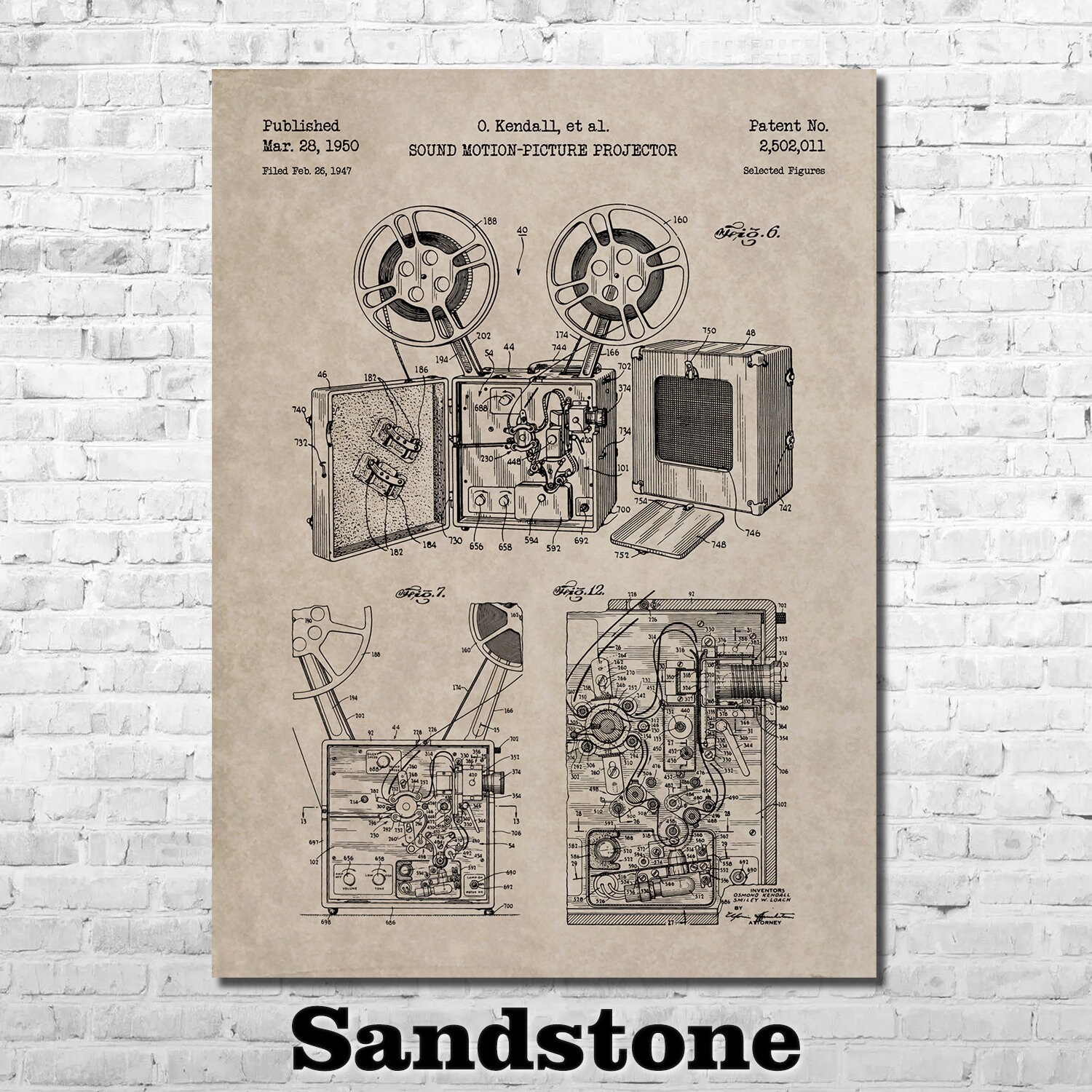 Movie Projector Patent Print Art 1950 - Etsy