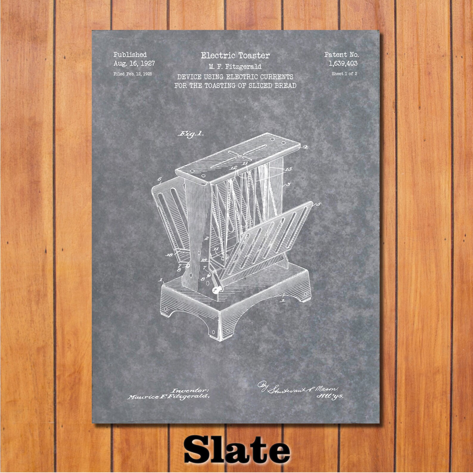 Toaster Patent Print Art 1927 - Etsy