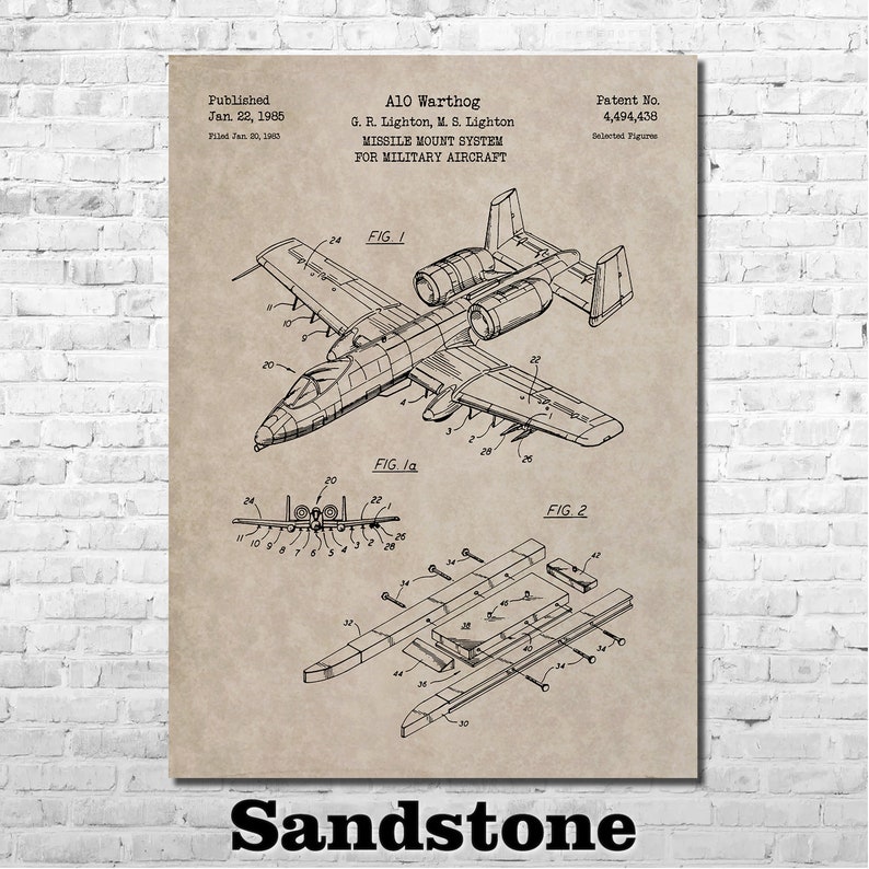 A10 Warthog Attack Aircraft Patent Print Art 1985 - Etsy