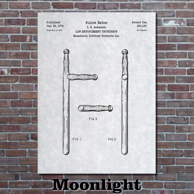 Police Baton Patent Print Art 1974 - Etsy