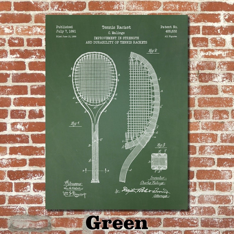 Tennis Racket Patent Print Art 1891 - Etsy