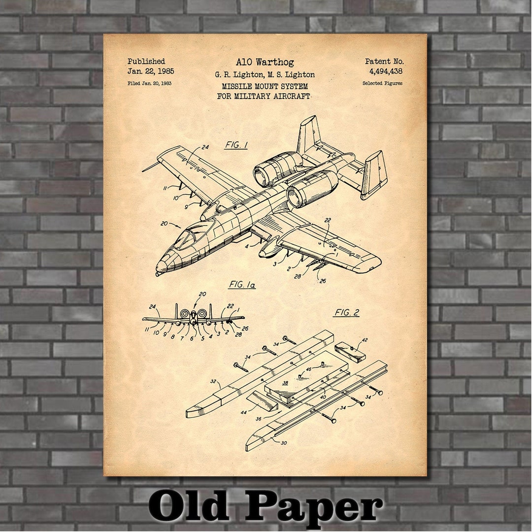 A10 Warthog Attack Aircraft Patent Print Art 1985 - Etsy