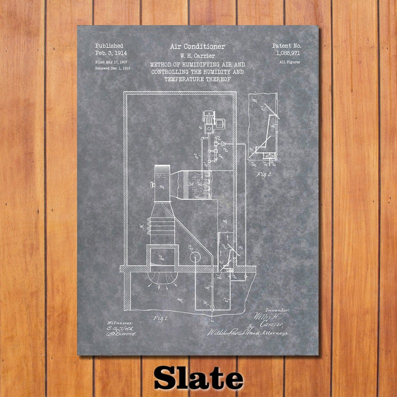 First Air Conditioner Patent Print Art 1914 - Etsy