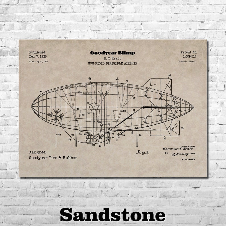 Patent Art Depicting Goodyear Blimp 1926 - Etsy