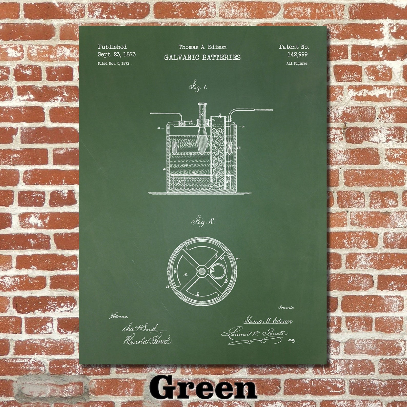 Edison Battery Patent Print Art 1873 - Etsy