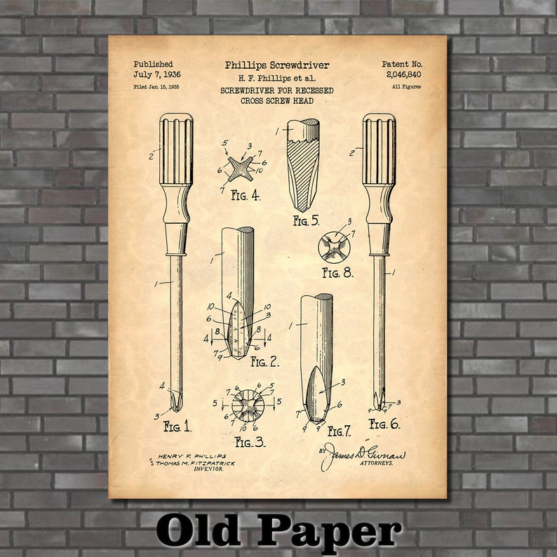 Phillips Screwdriver Patent Print Art 1936 - Etsy