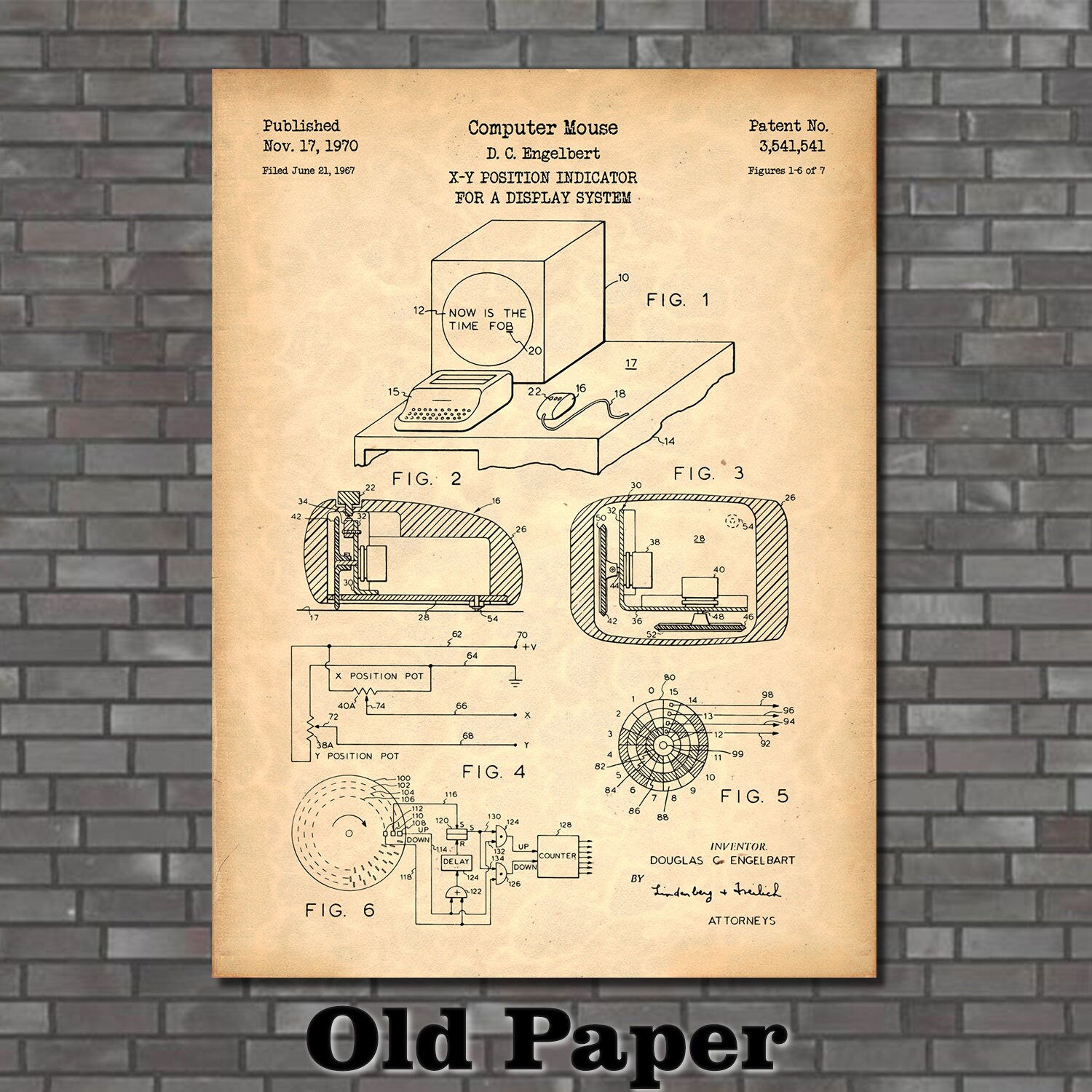 First Computer Mouse Patent Print Art 1970 | Etsy