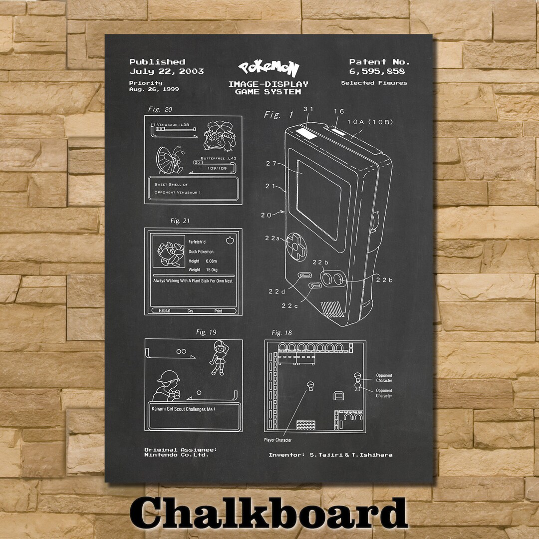 Patent Art Depicting Pokemon Game Boy 2003 - Etsy