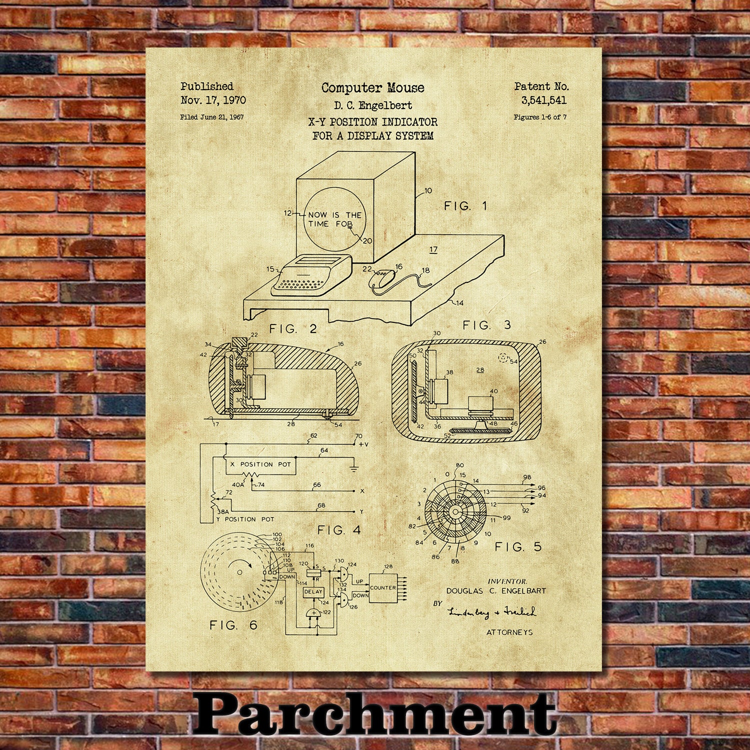 First Computer Mouse Patent Print Art 1970 | Etsy